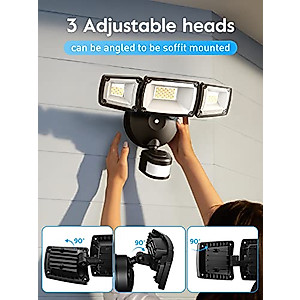 Brightown Motion Sensor Outdoor Lights with Remote, 40W 4500LM Dusk to Dawn Security Lights 3 Mode Adjustable, 3000K-6500K White Warm Colour Adjustment, IP65 Waterproof Flood Light for Home