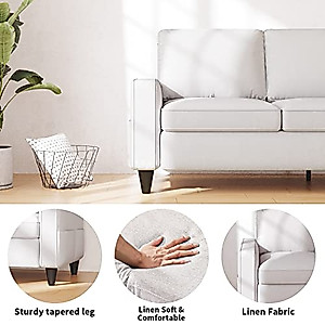 Lonkwa Convertible Sectional Sofa Couches L-Shaped Couch with Storage Ottoman, Beige Couches for Living Room, 3-Seat Sectional Sofas for Living Room/Bedroom/Office/Small Space