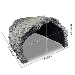 Gray Reptile Rock Cave Habitat Hide – Premium Non-Toxic Resin for Aquariums & Terrariums – Large Size