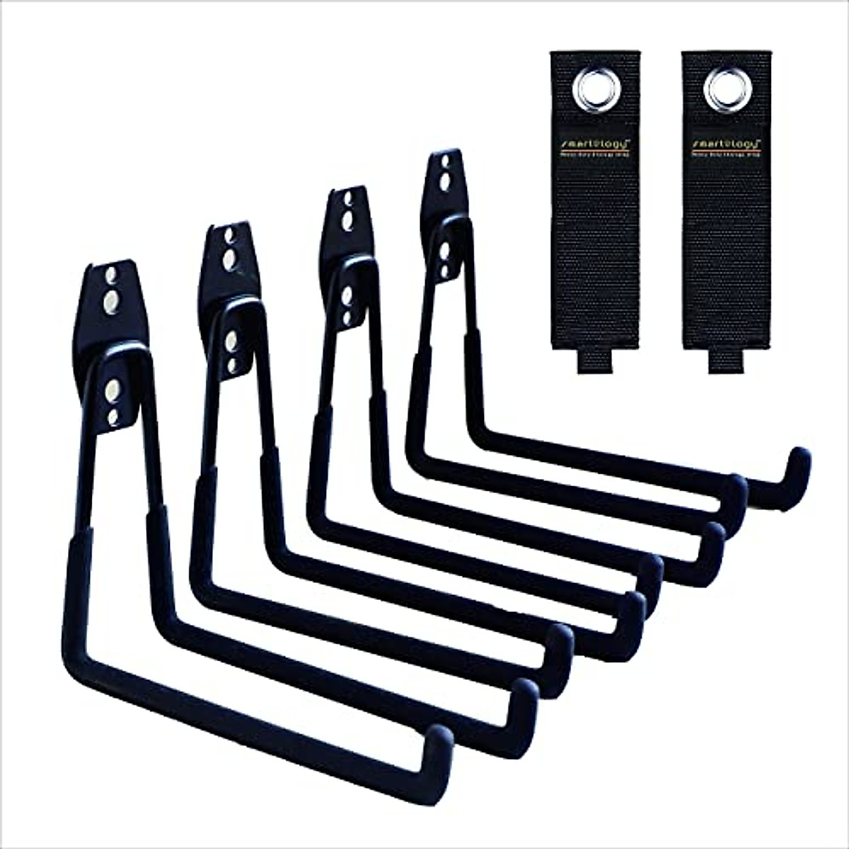 SMARTOLOGY 4 Pack Wall Mount Storage Hanger with 11 Extension Cord Holder Organizer, 4 Pack Wall Mount Storage Hanger with 2 Extension Cord Holder Organizer