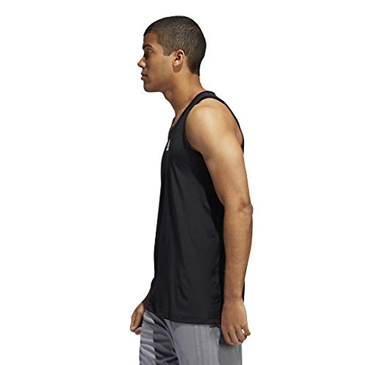 adidas Men's Heathered Tank Top, Black, Small