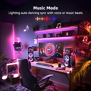 Lepro Music LED Strip Lights, 32.8ft RGB LED Strips with Remote Sync to Music, 5050 SMD LED Color Changing Strip Light for Bedroom, Home, TV, Parties and Festivals