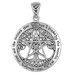 Dryad Design Pentacle Tree of Life Pentagram Pendant (1 1/4") Large Sterling Silver Wiccan Pagan Witchcraft Jewelry