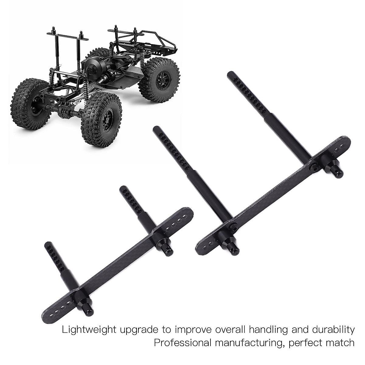 RC Car Body Post Mounts, Carbon Fiber + Aluminum Alloy RC Car Front and Rear Shell Column Kit Compatible for AXIAL SCX10 90046 90047