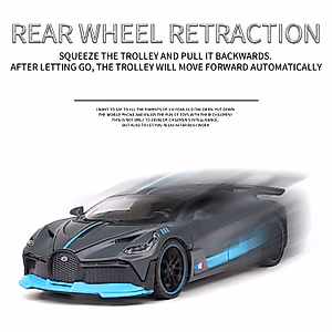 1:32 Bugatti Divo zinc Alloy Pull Back Car Diecast Electronic Toys with Lights and Music,Decorative,Mini Vehicles Toys for Kids,Boyfriend,Young Peoples Gift(Gray)