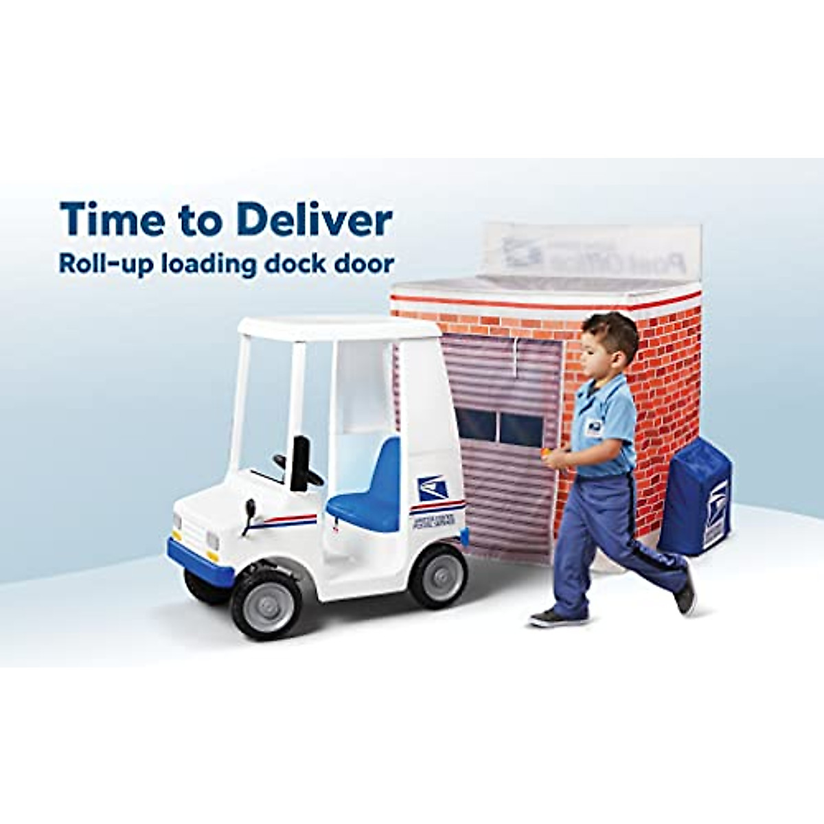 Kid Trax USPS Play Tent for Kids, Tent House for Kids, Large Front and Rear Openings, Mail Collection Box, Includes Carrying Case, Mail Truck or Carrier Accessory, Kids Play House, Post Office Toys