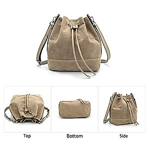 AFKOMST Bucket Bags and Purses For Women Drawstring Hobo and Shoulder Handbags with 2 Detachable Straps