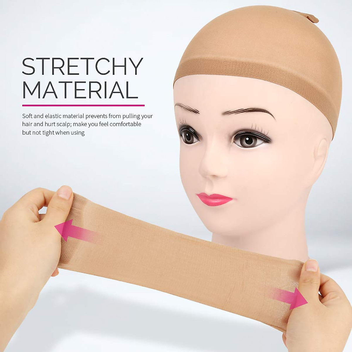 Fandamei 4 pieces Light Brown Stocking Wig Caps Stretchy Nylon Wig Caps for Women