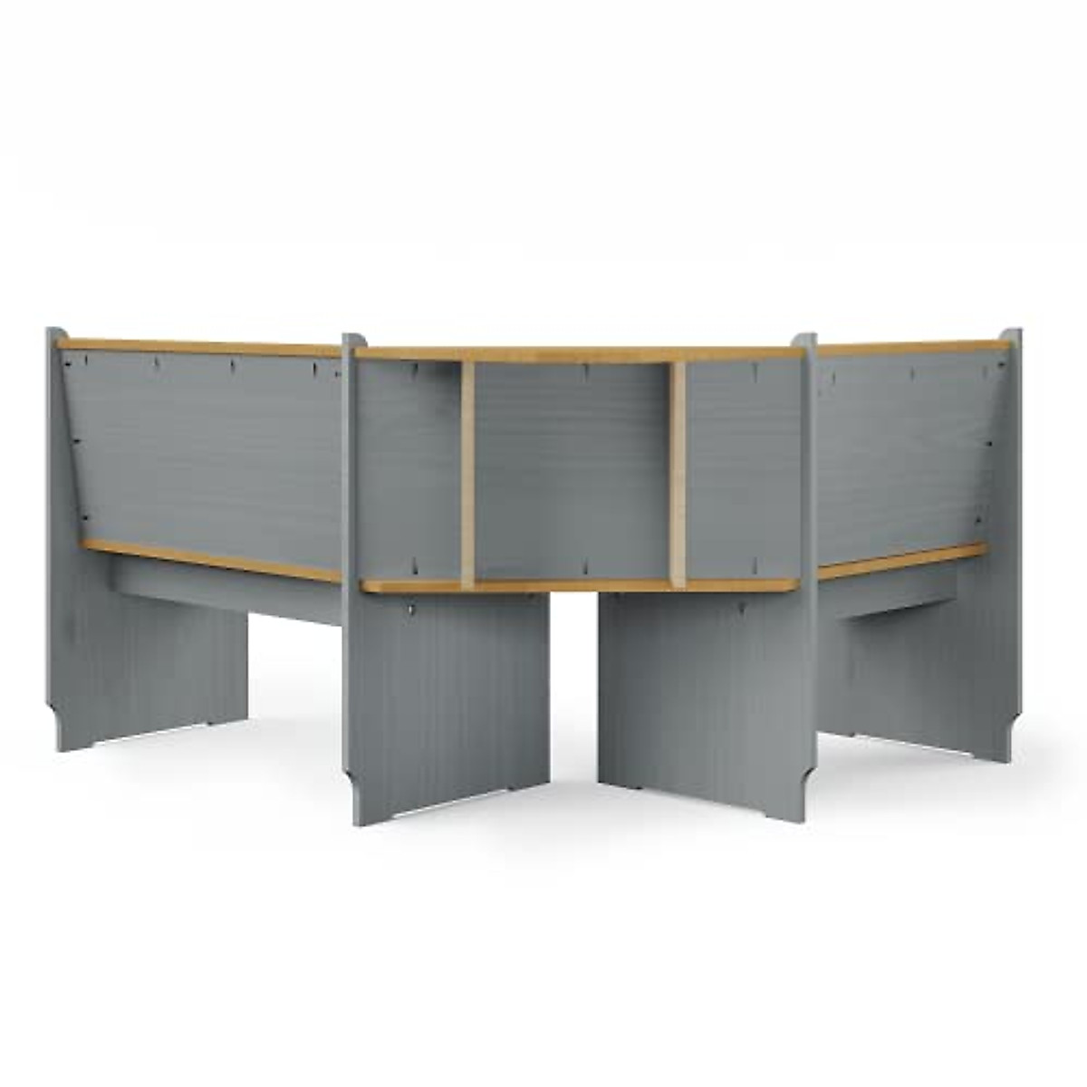 Urban Home Furniture Chapman 2 Tone Natural/Grey Solid Wood Corner Dining Set, Reversible Breakfast Nook