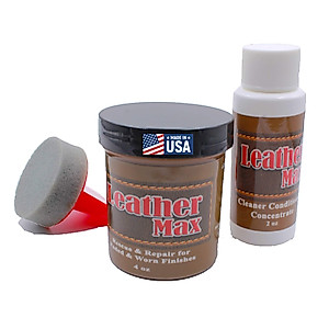 Leather Max Refinish an Aid to Color Restorer Kit/Cleaner/Color Restorer/Sponge Applicator (Mahogany) (Leather Repair Kit) (Vinyl Repair Kit)