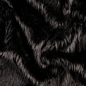 Shannon Faux Fur Luxury Shag Black, Fabric by the Yard