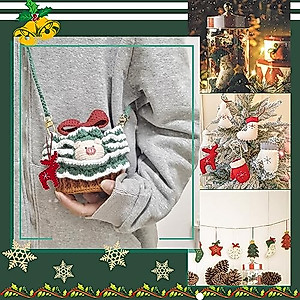 CRASPIRE 8pcs Felted Christmas Mittens Christmas Hand Decor with Cotton Rope Gloves Angel Sock Reindeer Xmas Hanging Ornament Felt Crafts for Christmas Tree Decorations Party Accessory