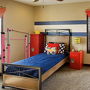 Peakpath Updated Expandable Gymnastics Kip Bar with High Density 47’X47’ Gym Mat, Fiberglass Rail,Adjustable Height 3'-4.8' Junior Training Bar,Home Gym Equipment,1-4 Levels,300lbs Weight Capacity