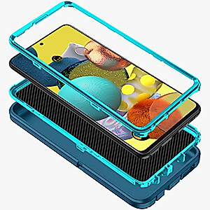 Mieziba Galaxy A71 5G Case - Shockproof, Dropproof, Dustproof - 3-Layer Full Body Protection, Heavy Duty Hard Cover - Turquoise