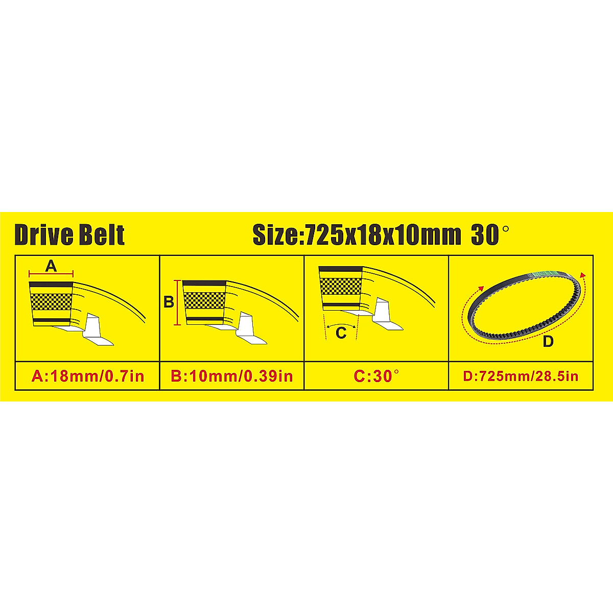 MRELC 3 Pcs Go Kart Drive Belt 725,Drive Belt Clutch Replacement for Hammerhead 80T TrailMaster Mid XRX Mud Head Go Kart 6.5HP Engine 30 Series(Go-Karts 9.110.018-9.100.018-725)