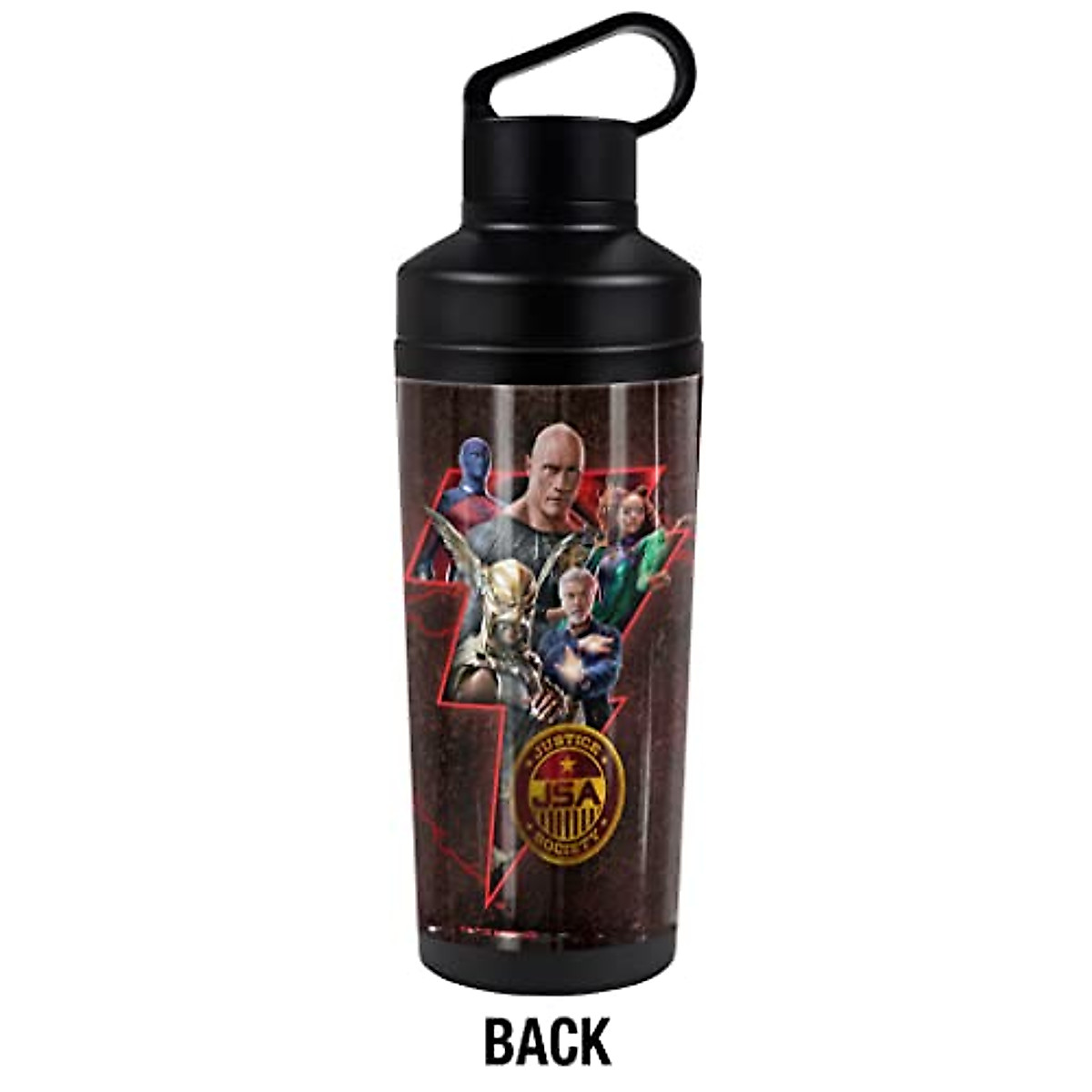 Black Adam OFFICIAL Character Bolt 18 oz Insulated Water Bottle, Leak Resistant, Vacuum Insulated Stainless Steel with 2-in-1 Loop Cap