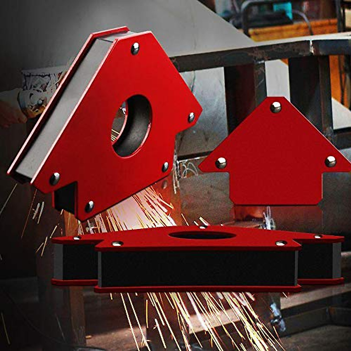4.7" Welding Magnetic Holder and Positioner, 25lbs Strong Hold, 2 Pack Welding Magnet in Welding Soldering, 45/90/135 Degrees Corner Magnet, Metal Working Tools and Equipment