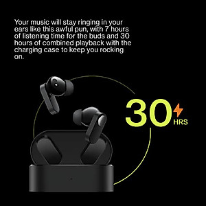 ONEPLUS Nord Buds True Wireless Earbuds, Deep Bass, IP55-rated Water & Dust Resistance, High Sound and Call Quality, 4 Mics, 30 Hrs Playtime, Fast Charge, Dolby Atmos, Black Slate