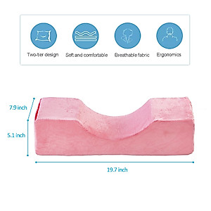 Sankell Beauty Eyelash Extension Neck Pillow Comfortable Memory Foam Grafted Eyelash Curve Pillow with Makeup Pocket to Protect Neck Velvet Pillow Cover Removable (Pink)