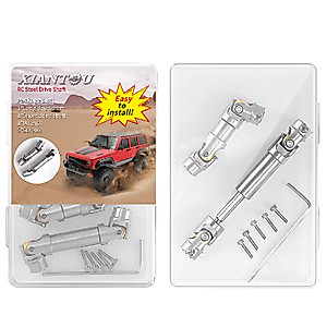 2Pcs SCX24 Driveshaft Stainless Steel Center Drive Shaft for Axial SCX24 XC-1 1/24 RC Crawler Upgrade