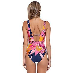 Trina Turk Breeze Hi Leg Plunge One-Piece Multi 10