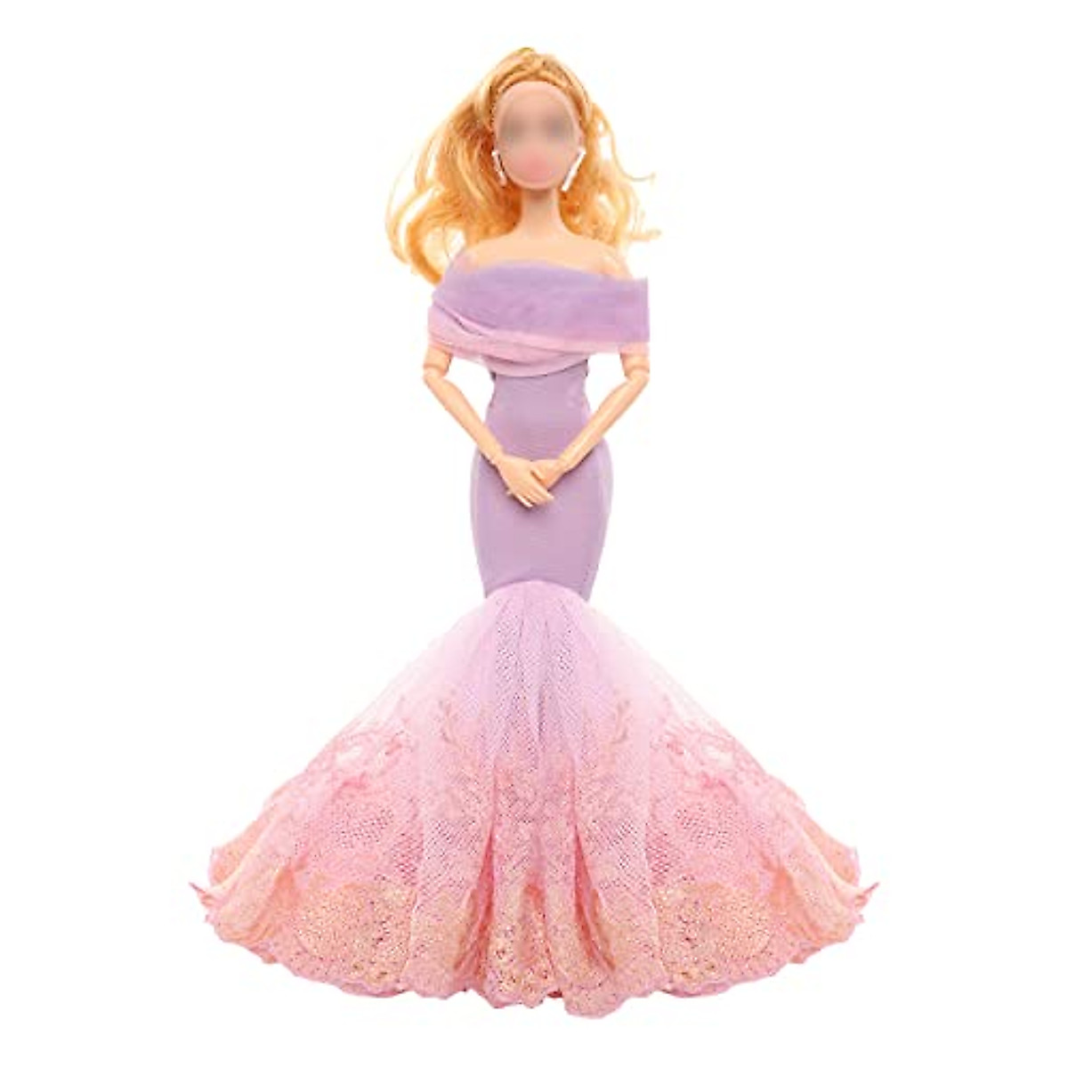 BARWA Pink Wedding Dress Evening Party Princess Pink Gown Dress for 11.5 Inch Girl Doll Xmas Gift