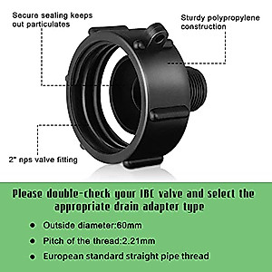 275 330 IBC Tote Adapter Water Hose Male Adapter Garden Hose Drain Plug Connector Coarse Garden Hose (2 Pieces)
