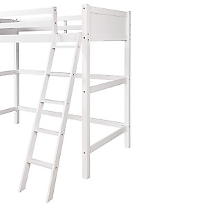 Harper & Bright Designs Loft Bed with Ladder and Safety Rail, Hight Loft Bed Twin Size, Wooden Loft Bed Frame, Twin Size Loft Bed for Decoration of Various Rooms (White)