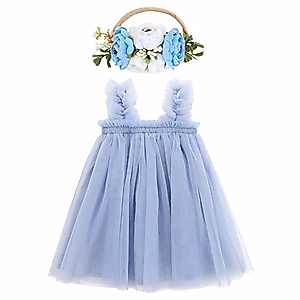 Easter Gift for Baby Girls Infant Wedding Flower Dresses Newborn Blue Cake Wild Tutu Birthday Dresses for Baby Girls B Dusty Blue 9 Months