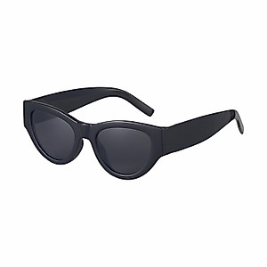 ALHML Retro Oval Luxury Sunglasses for Women Men Vintage Small Frame Sun Glasses (C+Black)