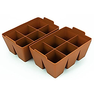 Sili-Seedlings Seed Starting Tray | 100% Silicone | Zero Plastic | Flexible Pop-Out Cells | Reusable Seed Starter Tray | Dishwasher Safe | BPA-Free | 2-Pack (12 XL Cells Total)