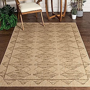 Well Woven Medusa Vidar Trellis Diamond Pattern Indoor/Outdoor Beige Flatweave 7'10'' x 10'6" Area Rug