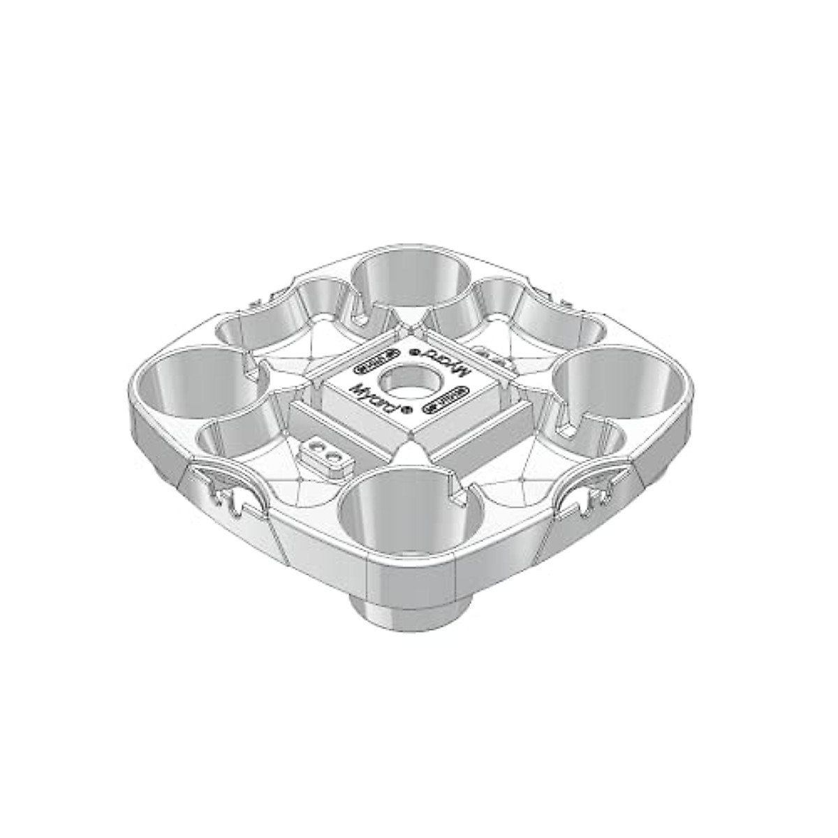 MYard Umbrella Table Tray 15 Inches Pro for Beach, Swimming Pool with 4 Drink Holders, 4 Snck Grooves, 4 Sunglasses Holes, 4 Phone Slots, 4 Airpods Holes, 2 iPad Slots, 4 Small Bag Hangers (Gray)