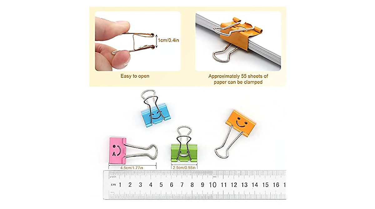 Coideal Colored Face Binder Clips - 48 Assorted 1 Inch