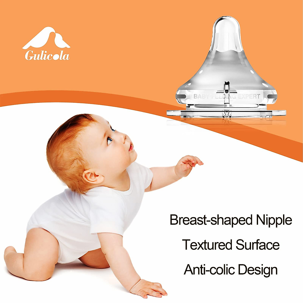 Gulicola PPSU Baby Bottles for Breastfeeding Babies with Storage Cap, Anti-Colic, Medium Flow, 3 Months+, 5 oz, 2 Count (Grey White)