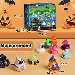 FUN LITTLE TOYS 24 PCS Halloween Rubber Ducks in Bulk for Kids, Assorted Rubber Duck Toy Duckies for Fun Bath Toys, Trick or Treat Fillers, Halloween Party Favors, Halloween Themed Bathtub Toys