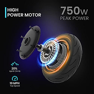 ANYHILL Electric Scooter for Adults, E Scooter with Detachable Battery, 24-28Miles & 19 MPH, 750W Motor Sport Scooter,10'' Pneumatic Tires Commuting Electric Scooter with Regenerative Braking System.