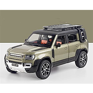 Green 1/24 Diecast Pull Back Model Car Toy Collection Sound Light for Land Rover New Defender 110