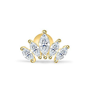 ONDAISY 14k Gold Plated Simulated Diamond Cz Heart Queen Bridal Mermaid Princess Crown Tiara Ear Studs Post Ball Earring Piercing For Women