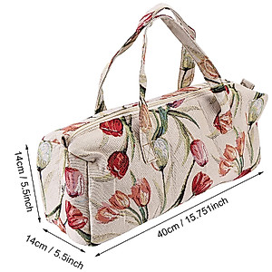 Knitting Tote Bag, Large Capacity Yarn Storage Tote Knitting Bag Portable Crochet Bag for Yarn Skeins Crochet Hooks Knitting Needles Other Accessories(Rose Jacquard)