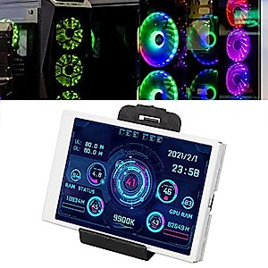 Computer Temp Monitor, IPS Full View Display 3.5in PC Temperature Display Plug and Play for Home (White)