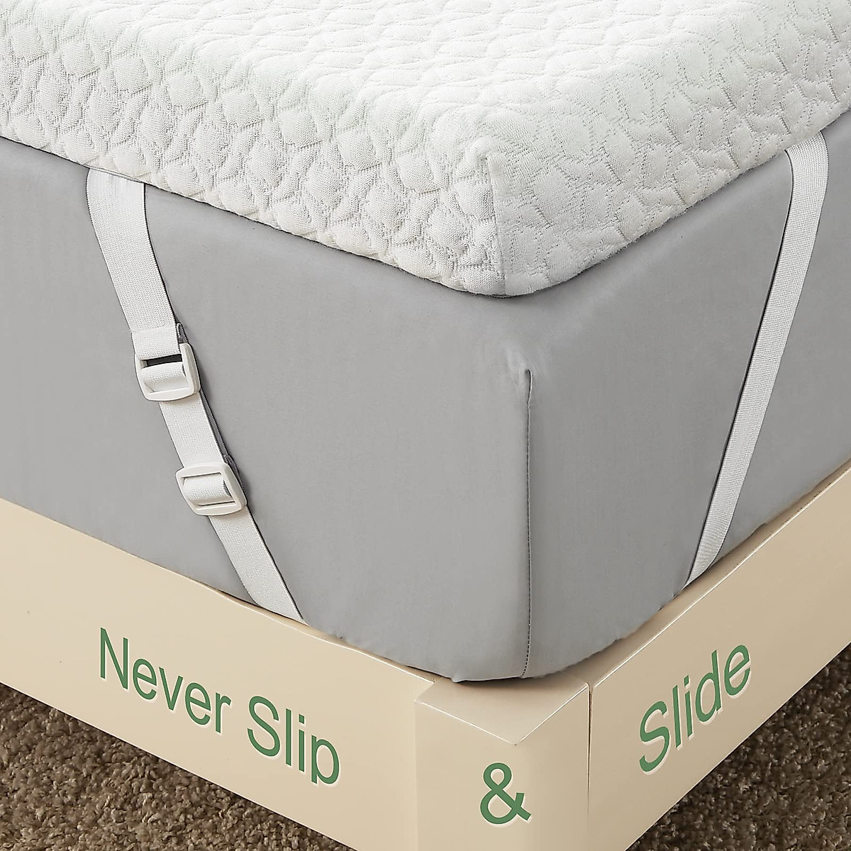 Mattress Topper Queen, Assile 3 Inch Green Tea Memory Foam Mattress Topper with Zippered Bamboo Cover, Cloud-Like Soft