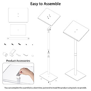 HMYHUM Small Acrylic Podium Stand, 17.7" L x 13" W x 41.7" H, Clear Lecterns & Pulpits for Classroom, Concert, Churches, Speech, Easy Assembly, Metal Base, Modern