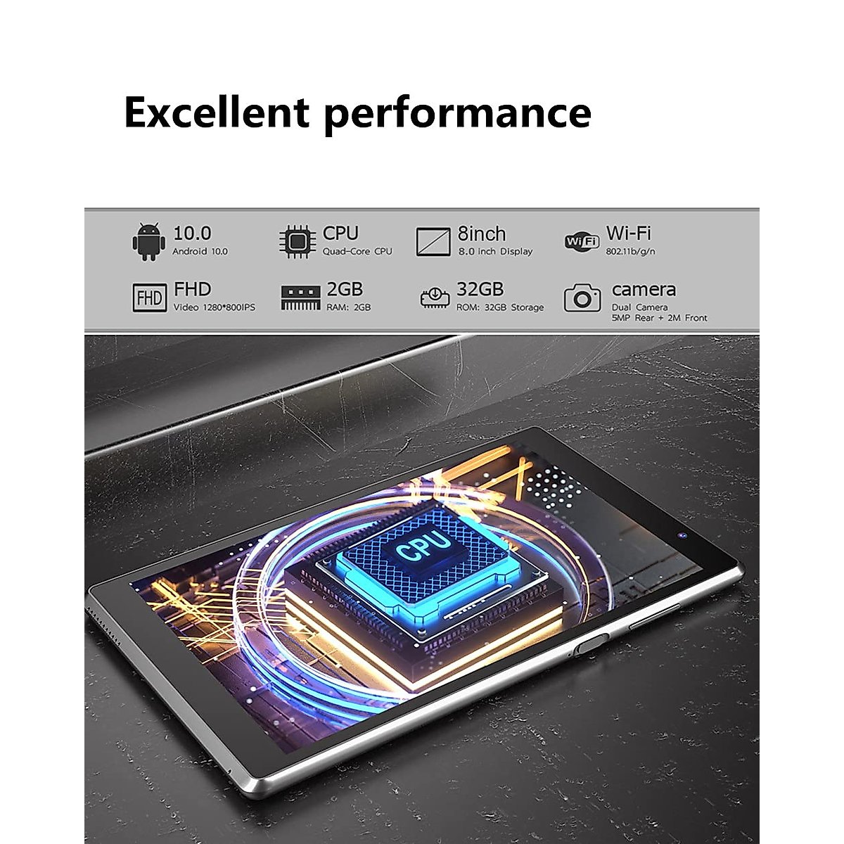 Tablet Android 11 Tablets, 8 inch Tablet 2GB RAM, 32GB ROM Support 512GB Expand Computer Tablet PC, Quad-Core Processor, IPS Touch Screen, 2+5MP Dual Camera, 4300mah Battery, Wifi Tableta (Black)