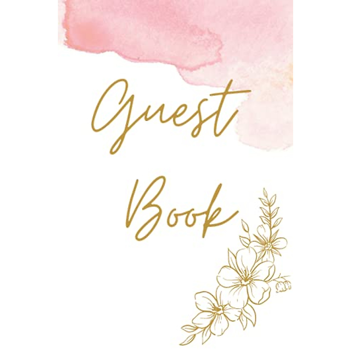 Wedding Guest Book Gold Guestbook - Memory Signature Message Book - Birthday Engagement Party - White Paper Ribbon & Foil Stamping - Thick Paper 32 Page/64 Side Square: Lined Paper - 110 Pages
