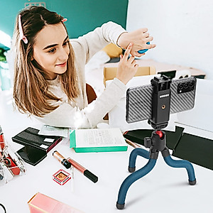 Phone Camera Mini Flexible Tripod Phone Holder, Cold Shoe Mount, Universal Compatible with iPhone 15/14/13/12 /12Pro 11 and Gopro Hero 12/11/10 Action Camera,Camera Light and so on