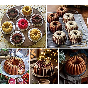 Sidosir Mini Fluted Tube Cake Pan, 6Cavity Heritage Fluted Tube Cake Silicone Mold for Baking,Non Stick Fancy Molds for Fluted Tube Cake (Fluted Tube)