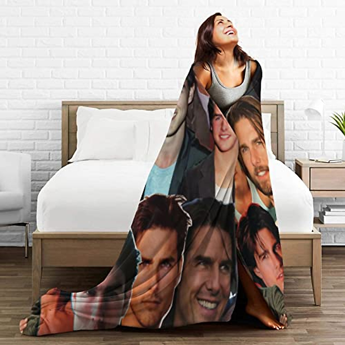 Tom Cruise Collage Blanket Ultra-Soft Micro Fleece Lightweight Warm Throw Blanket Suitable for Bedrooms Sofa and Travel Air Conditioning