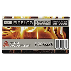 Pine Mountain Traditional 4-Hour Firelogs, Easy Starter Logs, Long Burning Firelog for Fireplace, Campfire, Fire Pit, Indoor & Outdoor Use, 2 Pack
