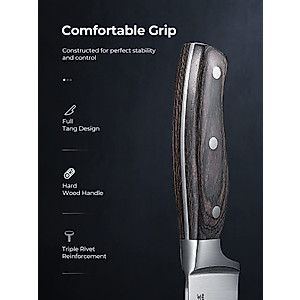 AMEGAT 15-Piece Knife Set with Built-in Sharpener and Carving Fork, Ultra Sharp Knife Block Set with Full Tang Design & Wooden Handle, High Carbon Stainless Steel Knife Sets for Kitchen with Block